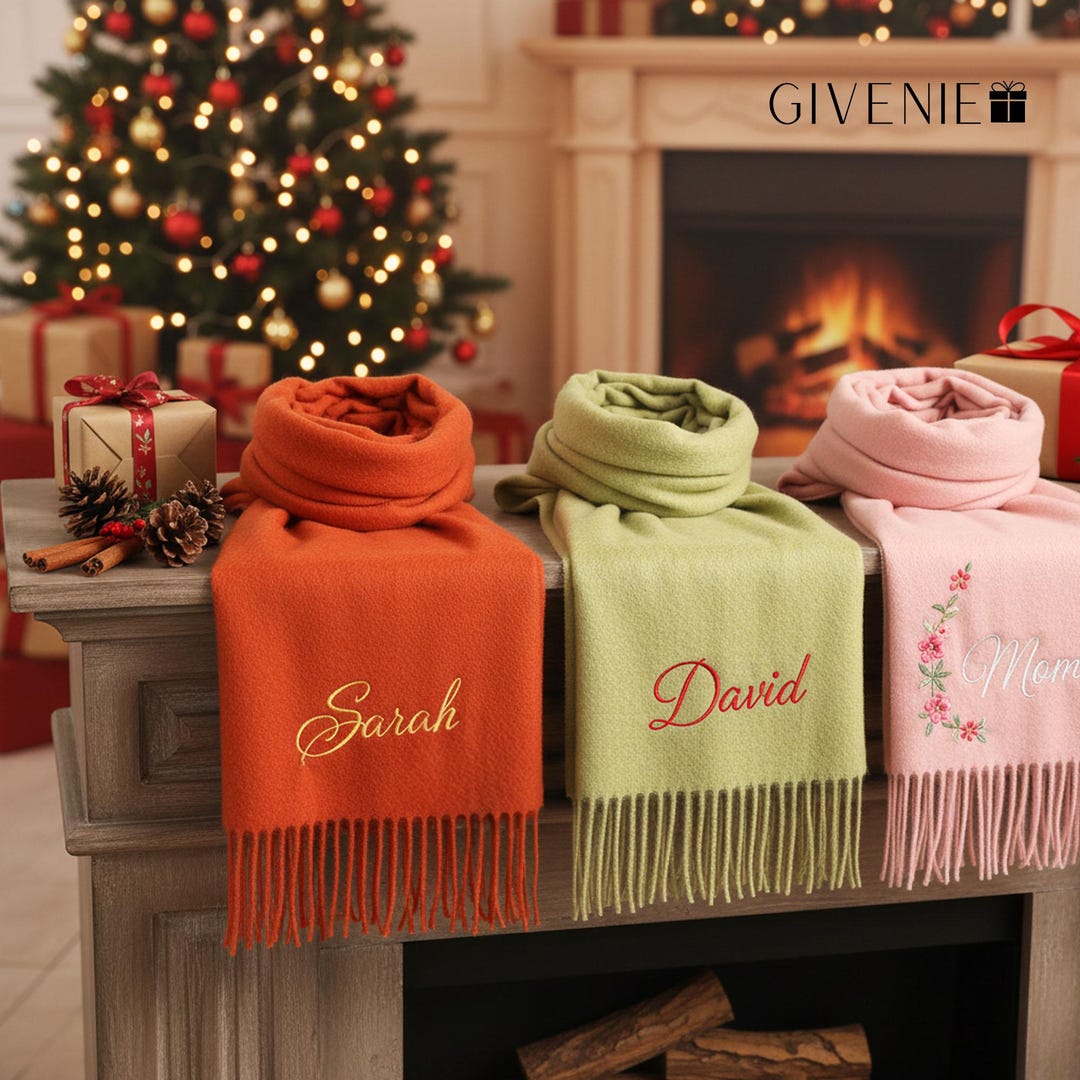 Personalized Scarves for Women, Winter Scarves With Name, Embroidered ...