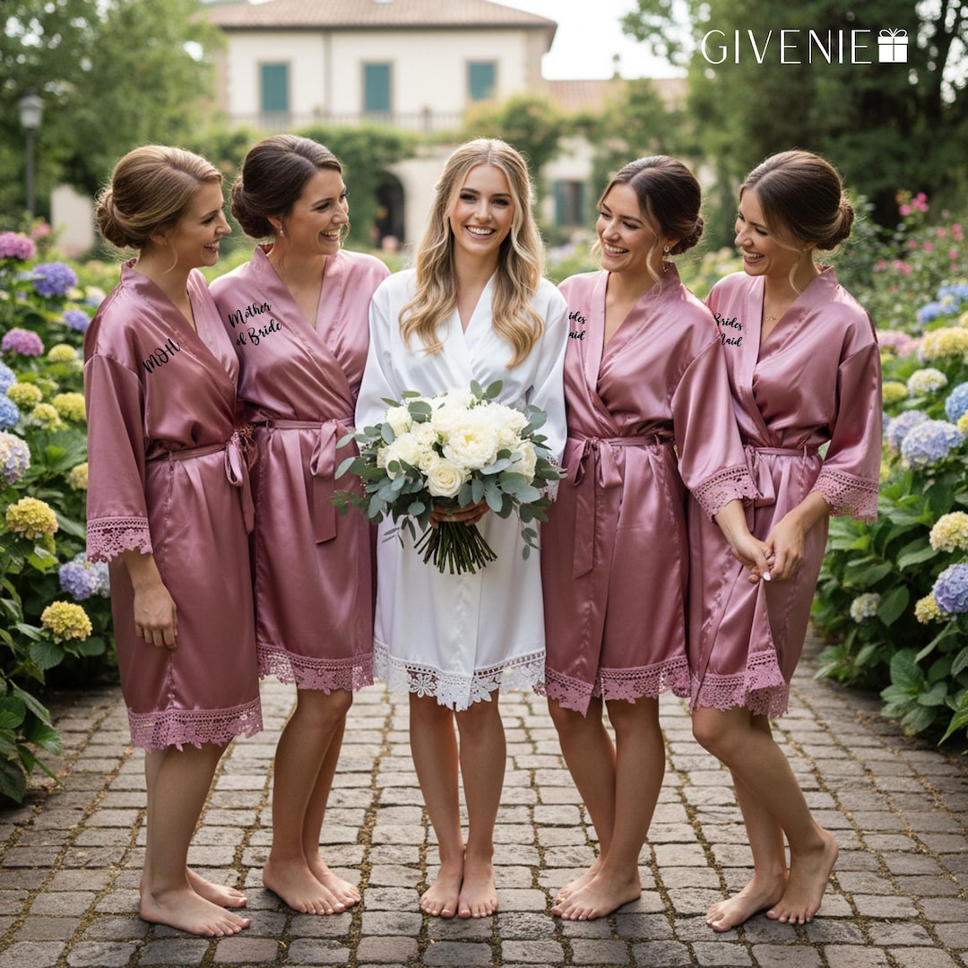 Personalized Bridal Robes, Women Robes With Lace, Bachelorette Robes ...