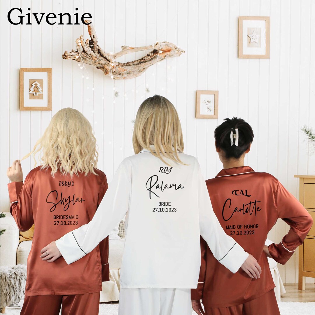 Personalized Initial Pyjamas, Custom Bride Bridesmaid Pajamas Set ...