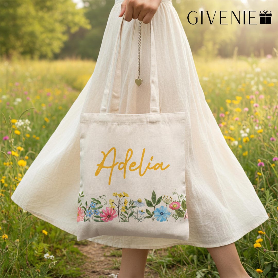 Personalized Floral Tote Bag, Floral Canvas Bag, Bridesmaid Tote Bag ...
