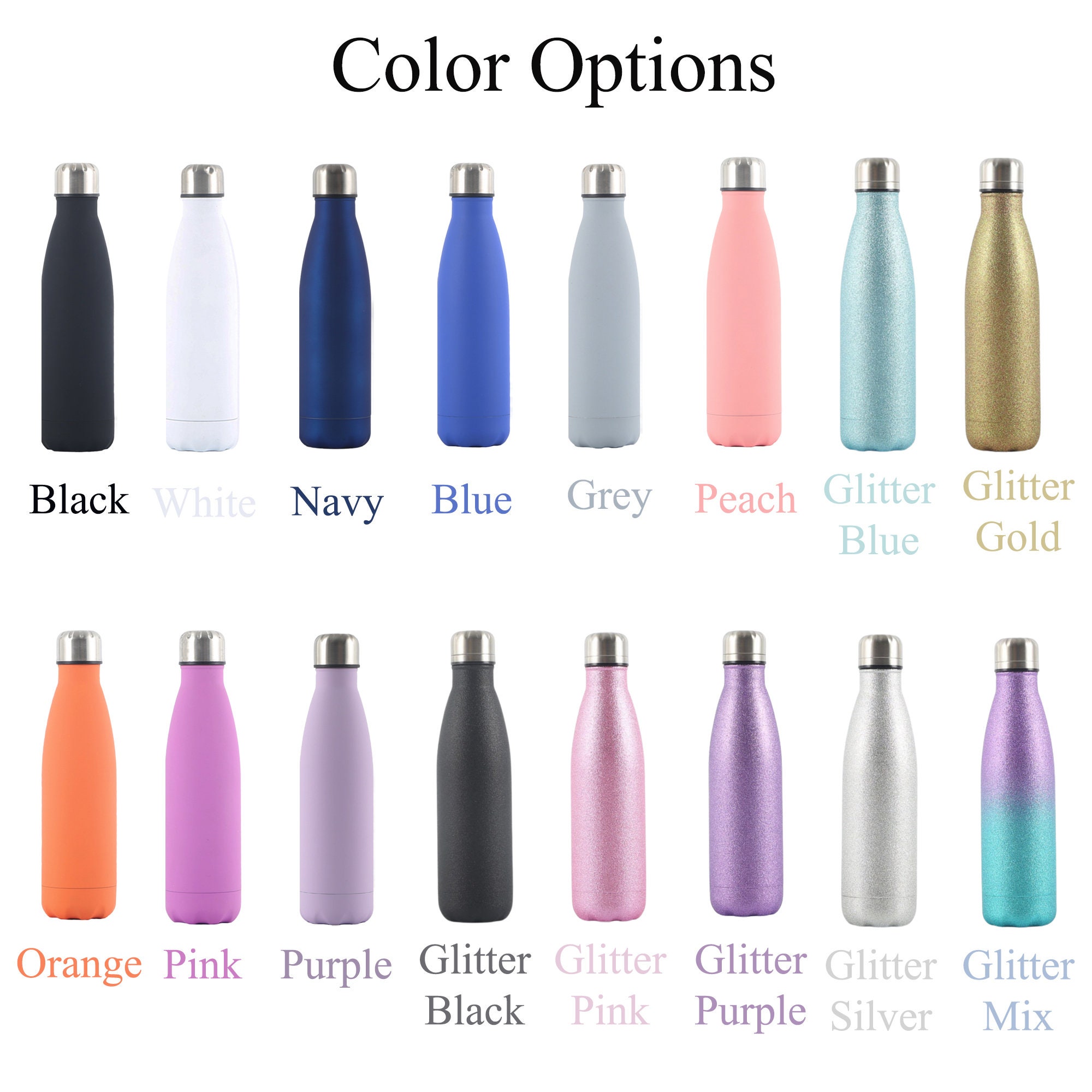 Personalised Engraved Water Bottle, 500ml Tumbler, Insulated Stainless ...