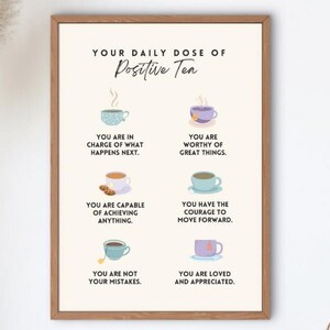 Positive Tea Mental Health Poster, Therapy Office Decor, Positive ...