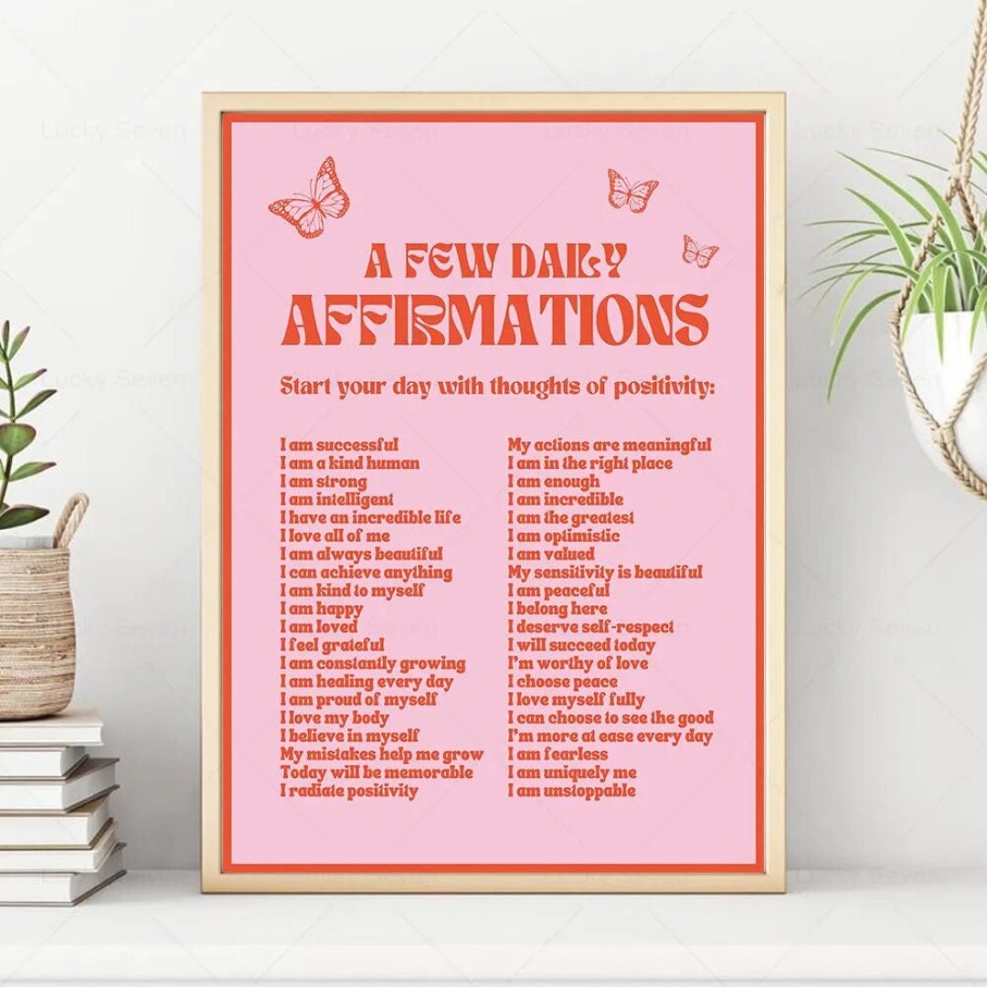 Daily Affirmation Poster, Mental Health Print, Positive Lifestyle Wall ...