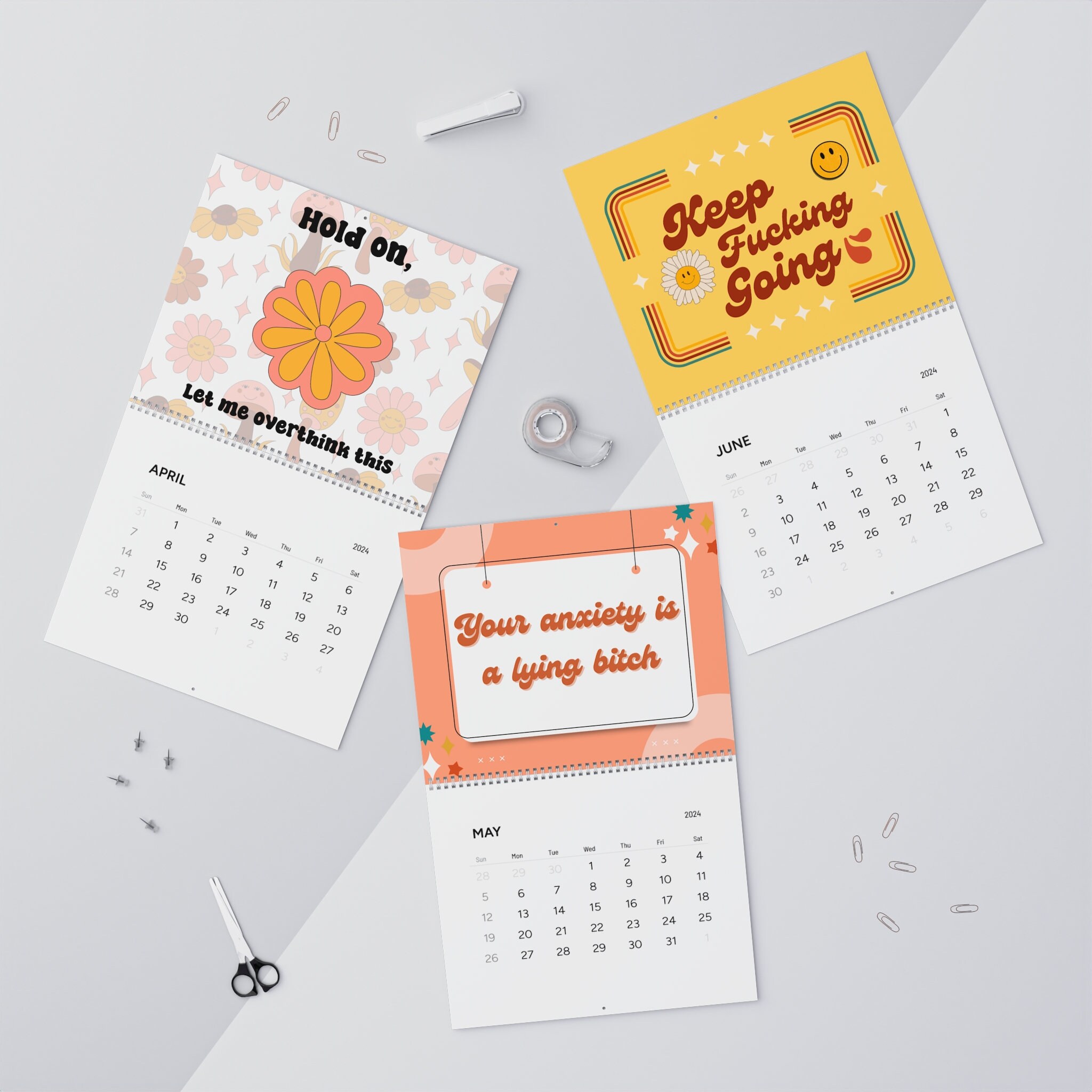 Fck Anxiety Mental Health Calendar 2024, Funny Novelty Wall Calendar ...