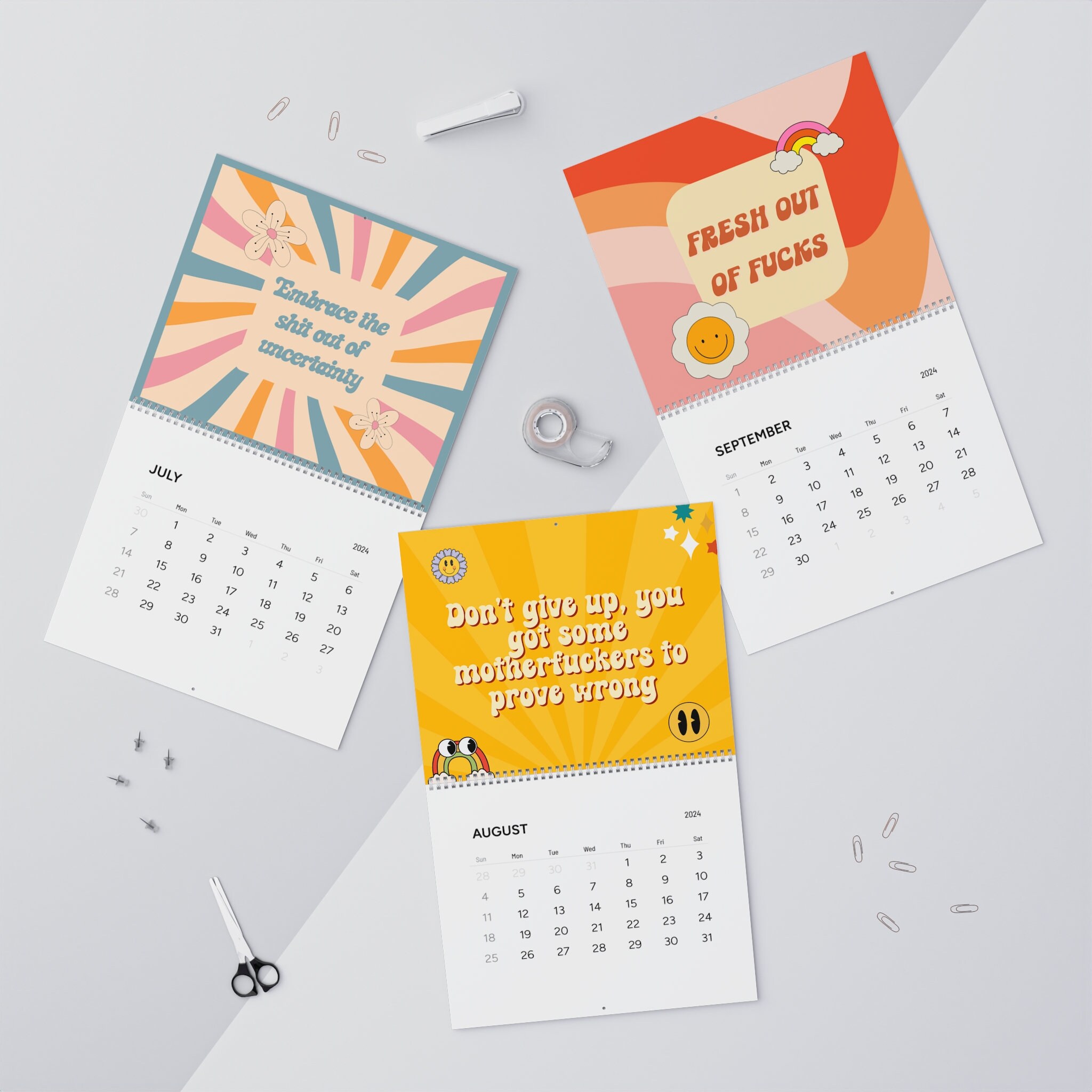 Fck Anxiety Mental Health Calendar 2024, Funny Novelty Wall Calendar ...