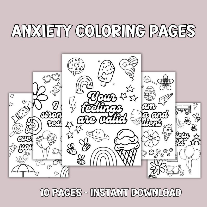 Printable Anxiety Affirmation Coloring Book, Self-care Positive Sayings ...