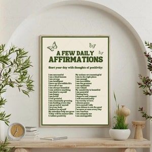 Daily Affirmation Poster, Mental Health Print, Positive Lifestyle Wall ...