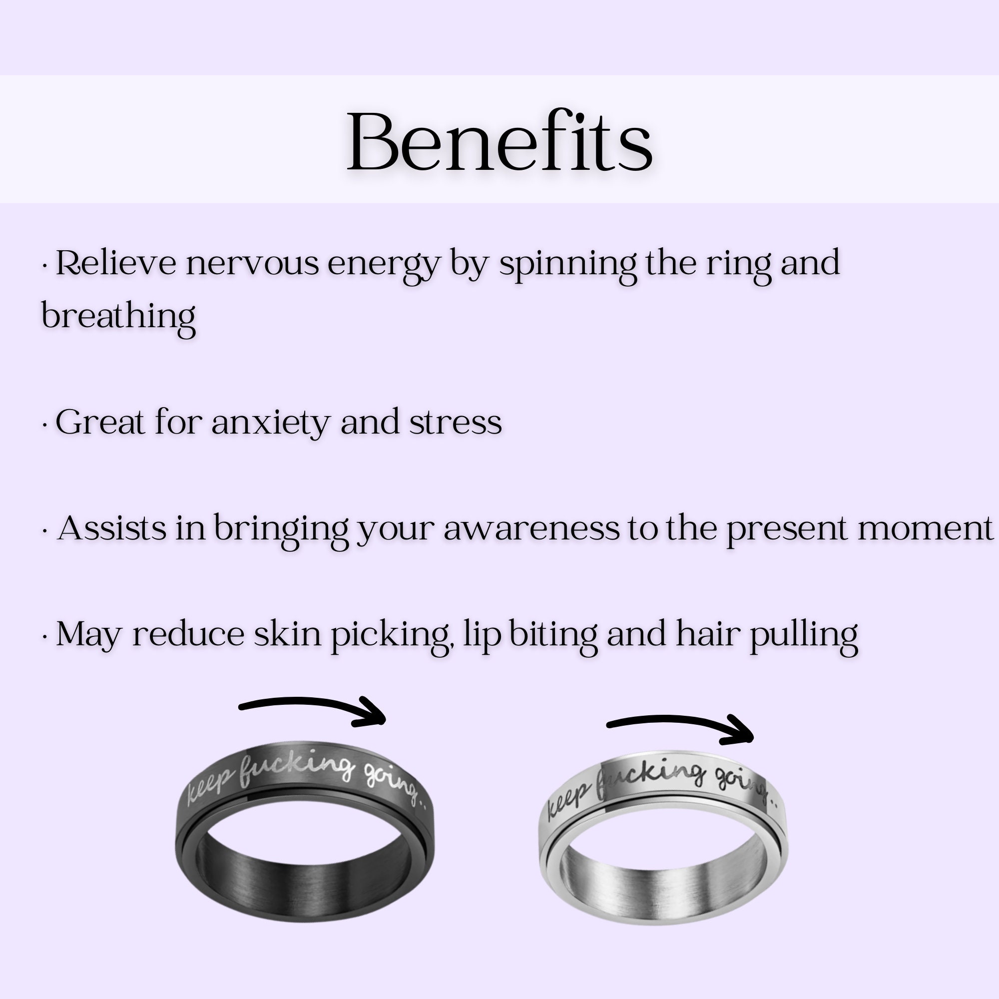 Anxiety Fidget Spinner Rings Anxiety Relief Mental Health Support ...