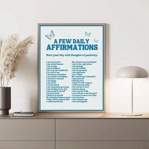 Daily Affirmation Poster, Mental Health Print, Positive Lifestyle Wall ...