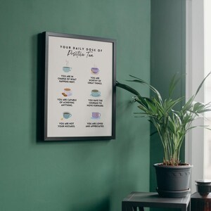 Positive Tea Mental Health Poster, Therapy Office Decor, Positive ...
