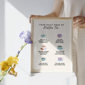 Positive Tea Mental Health Poster, Therapy Office Decor, Positive ...