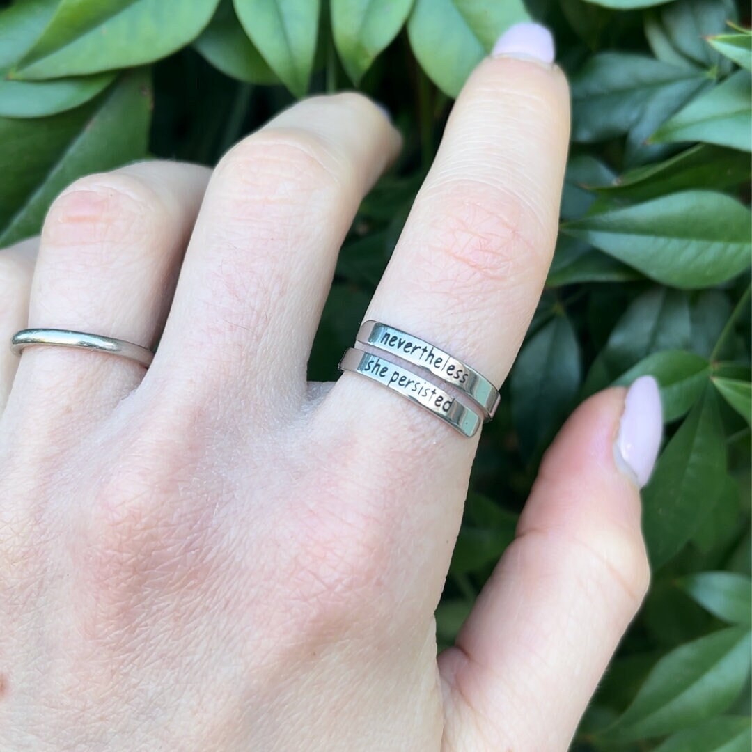 Motivational Ring 'never the Less She Persisted' Anxiety Reminder ...