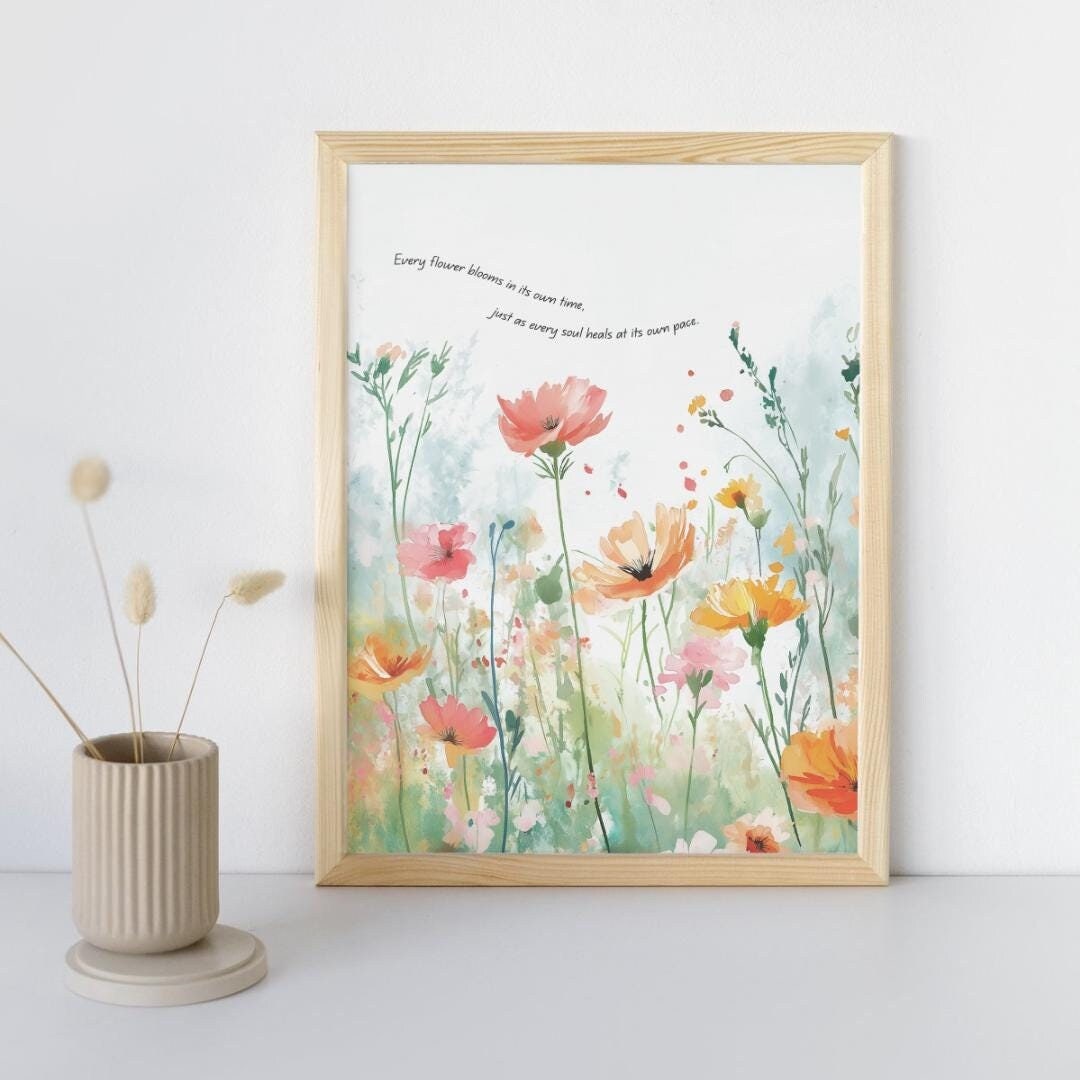Mental Health Flower Canvas Poster, Positive Quote Print, OCD Wall Art ...