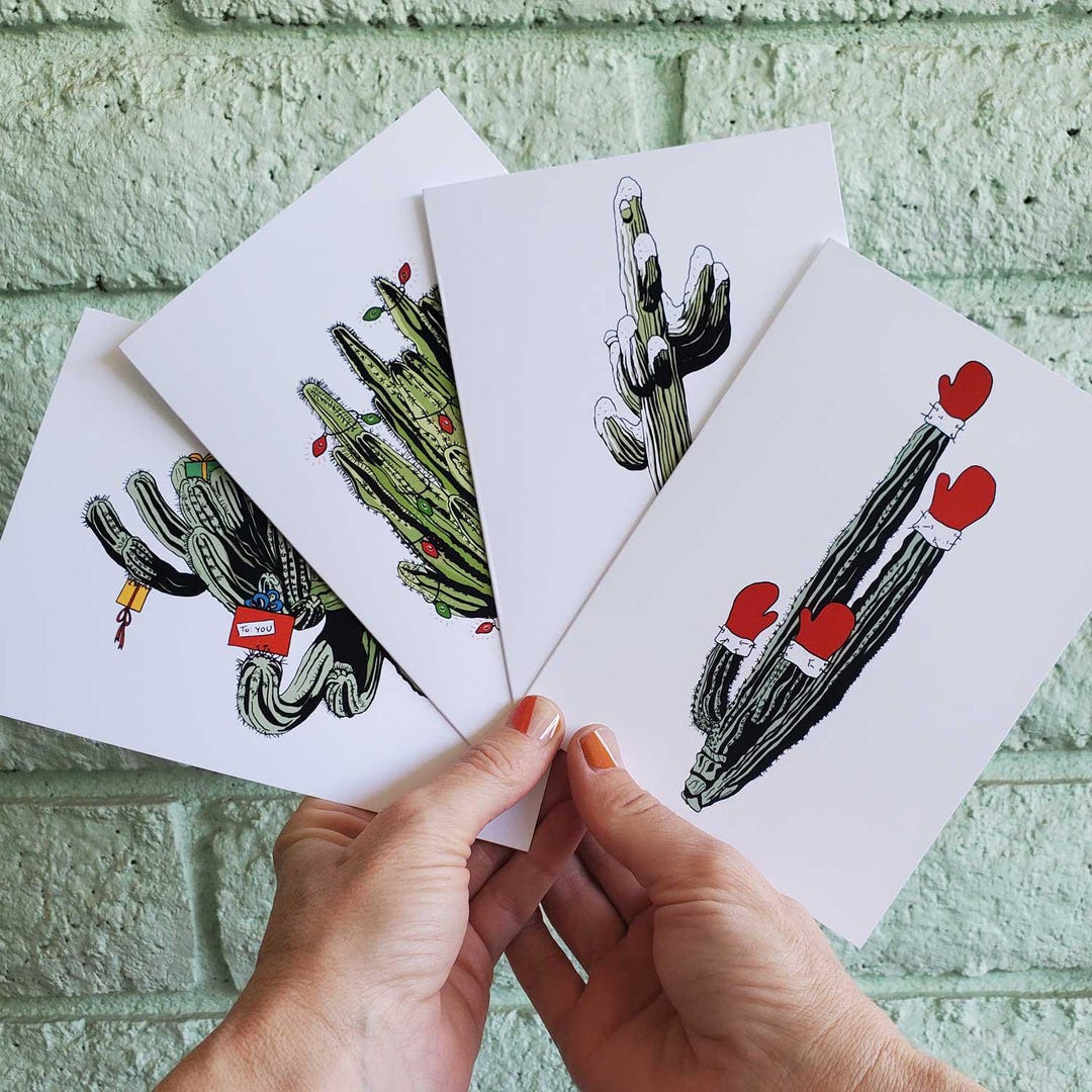 Cactus Holiday Cards - Cactus Illustration Greeting Cards for Christmas ...
