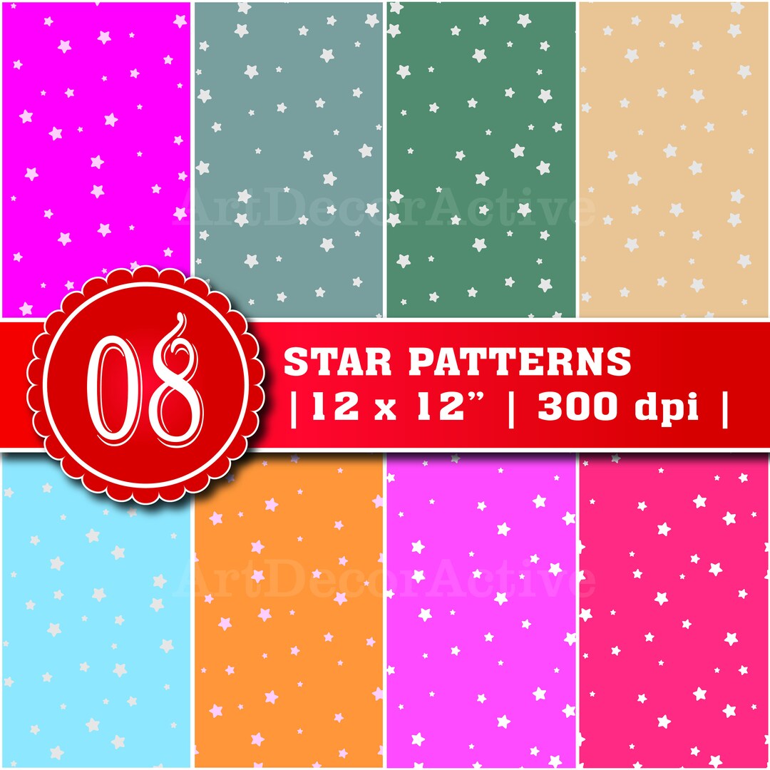 Star Patterns, Digital Paper, Digital Scrapbooking, Fabric Printing ...