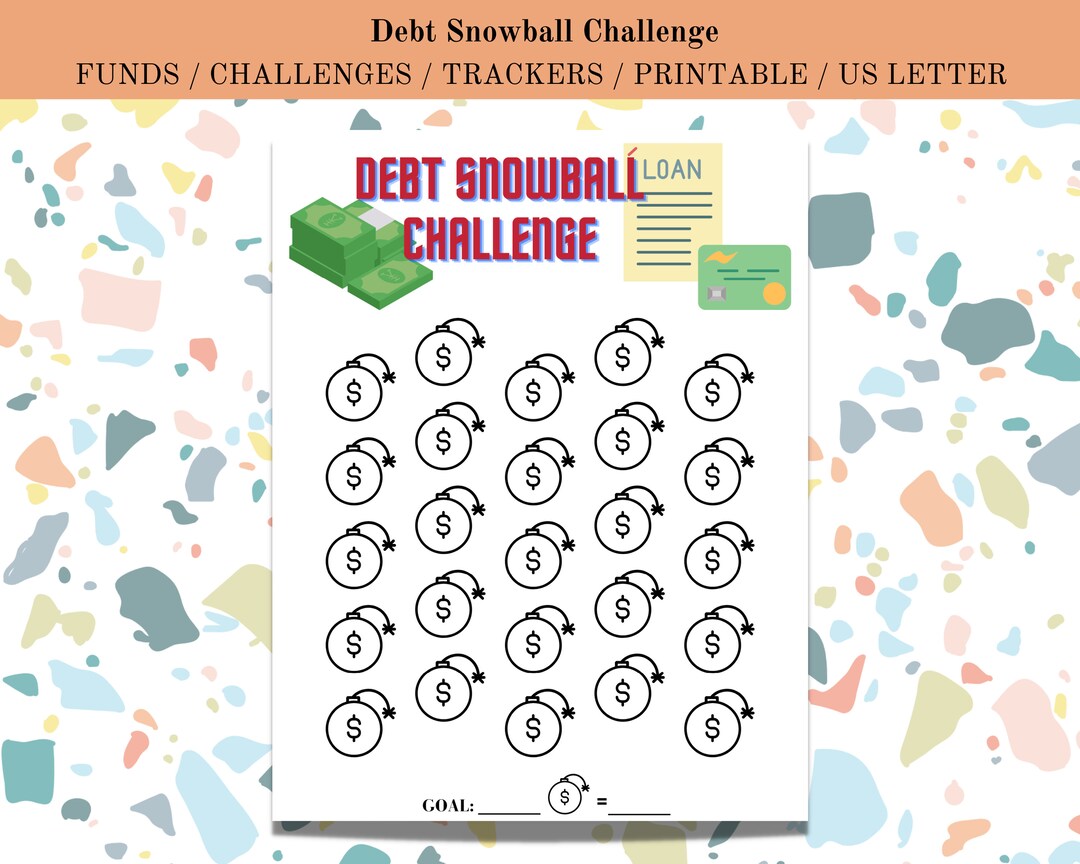 Debt Snowball Challenge / Savings Printable / Digital Coloring Funds ...