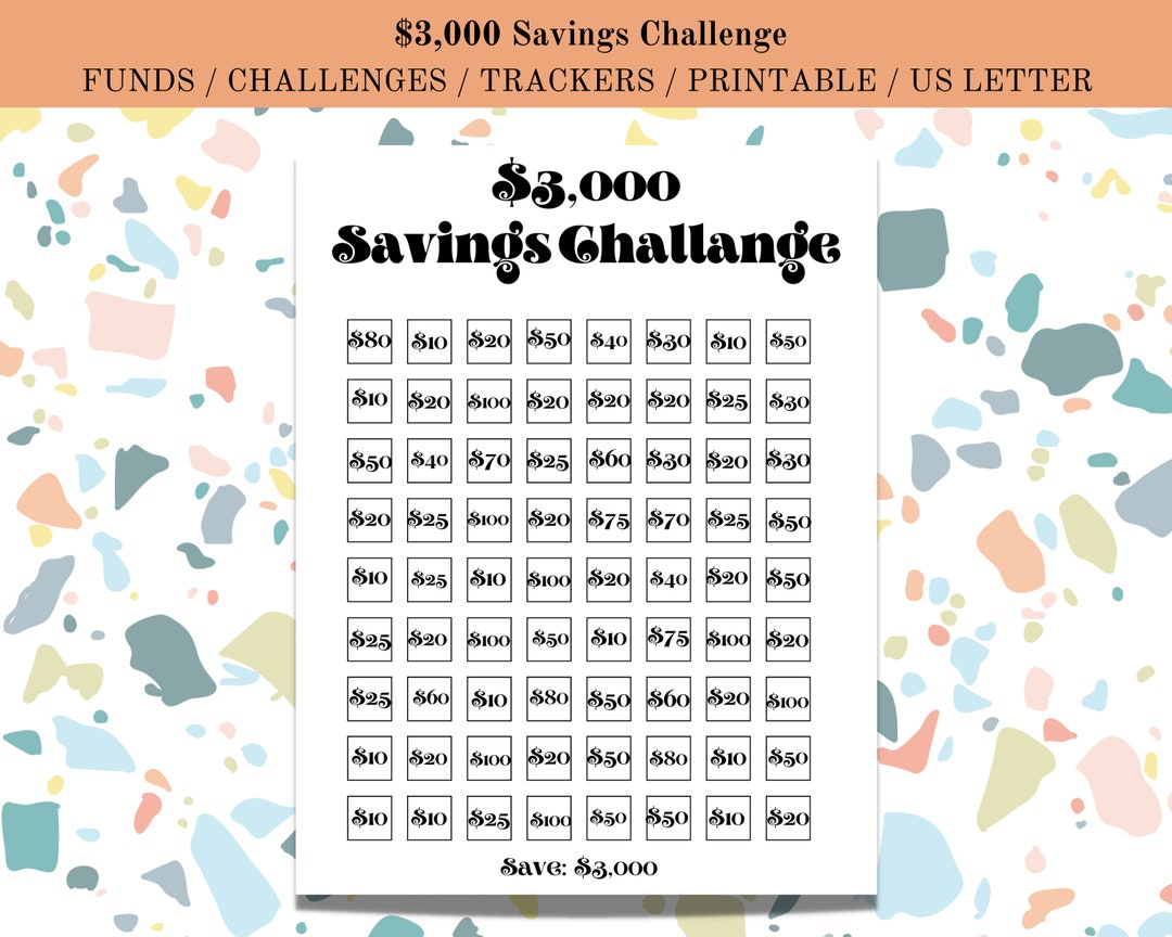 3,000 Savings Challenge / Savings Printable / Digital Coloring Funds ...