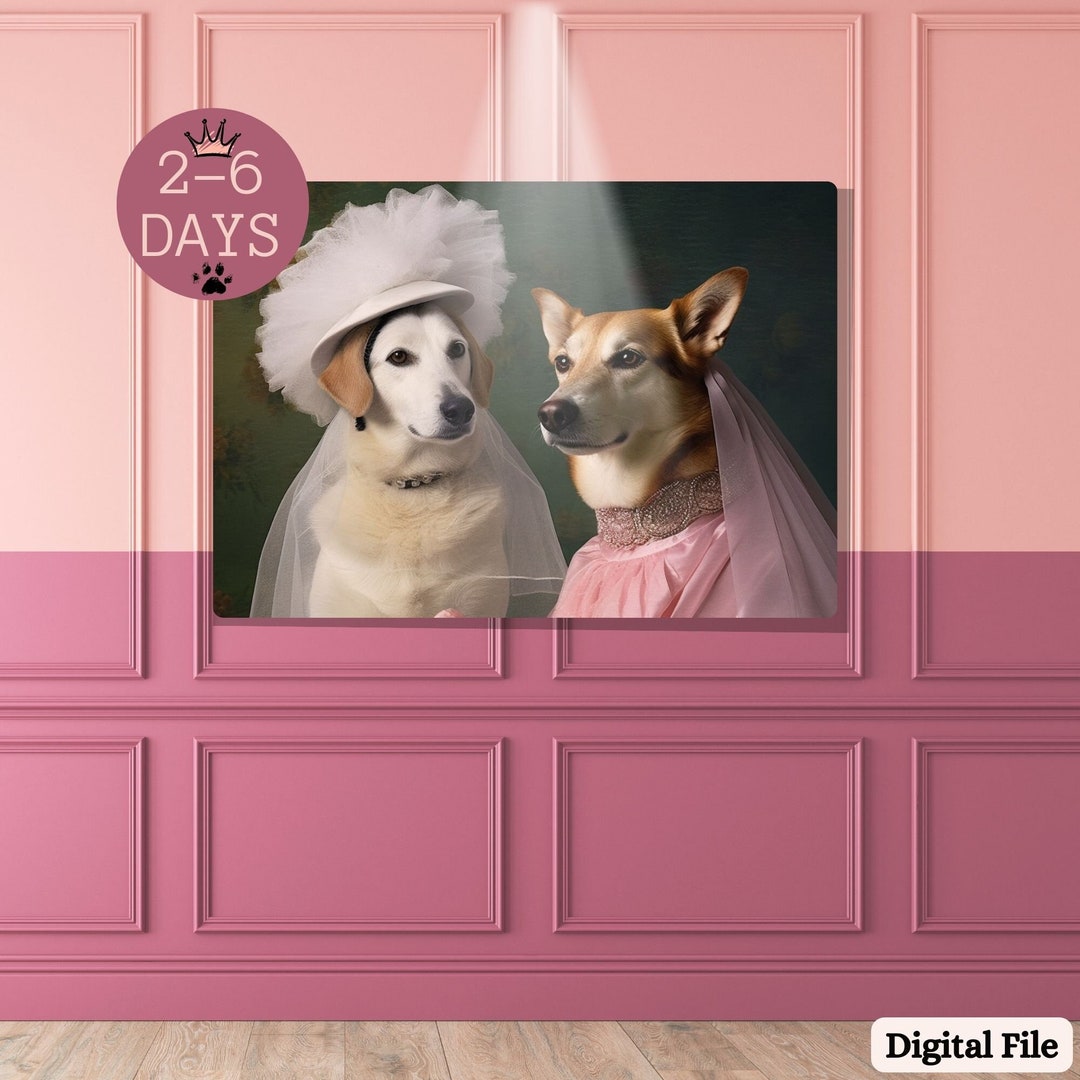 Digital Bride and Groom Pet Portrait,pet Loss,portrait Dog,cat Portrait ...