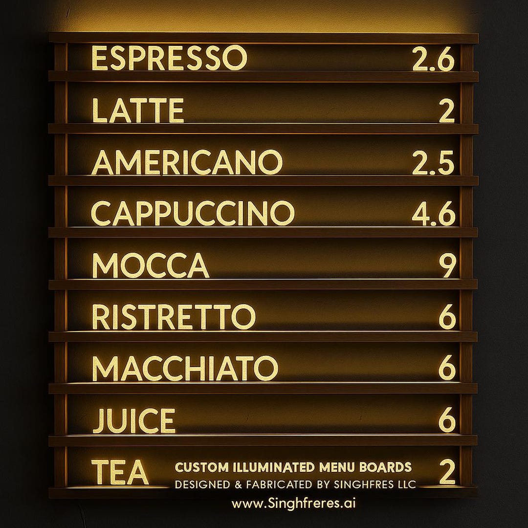 Custom LED Backlit Menu Board | Wooden Restaurant Cafe Sign | Wall ...