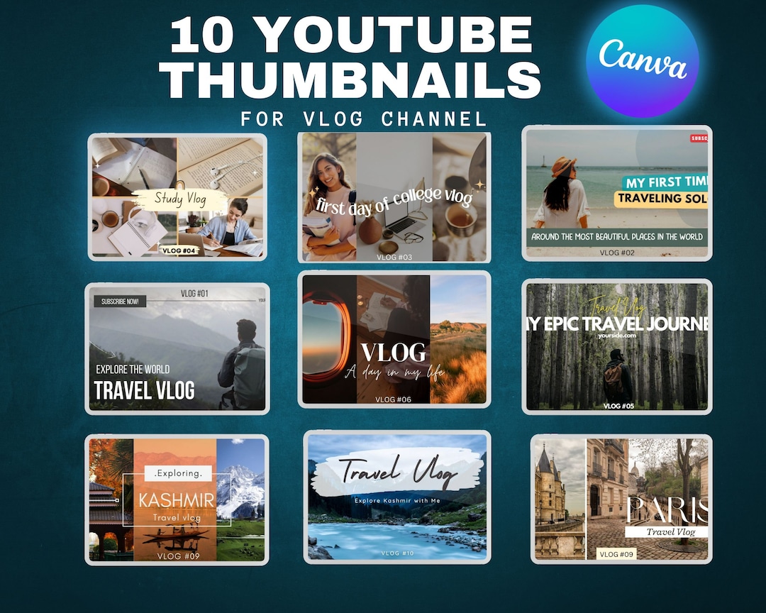 Youtube Thumbnail Canva Template Kit 10 Customizable Thumbnail ...