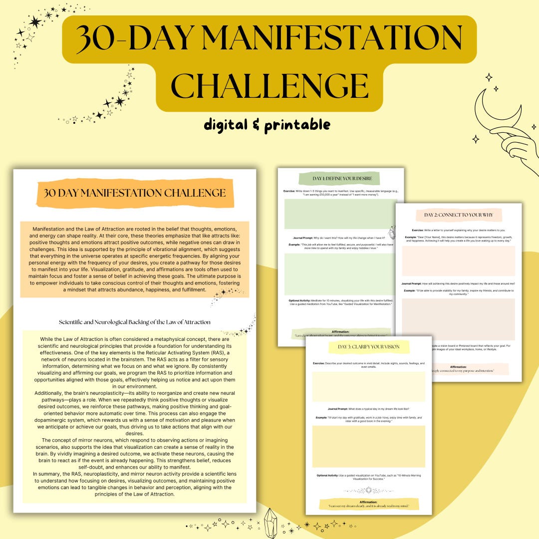 30 Day Manifestation Challenge, Manifestation Workbook, Spiritual ...