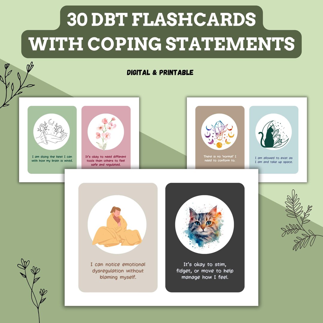 DBT Coping Statements Flashcards: Neurodivergent Mental Health Tools ...
