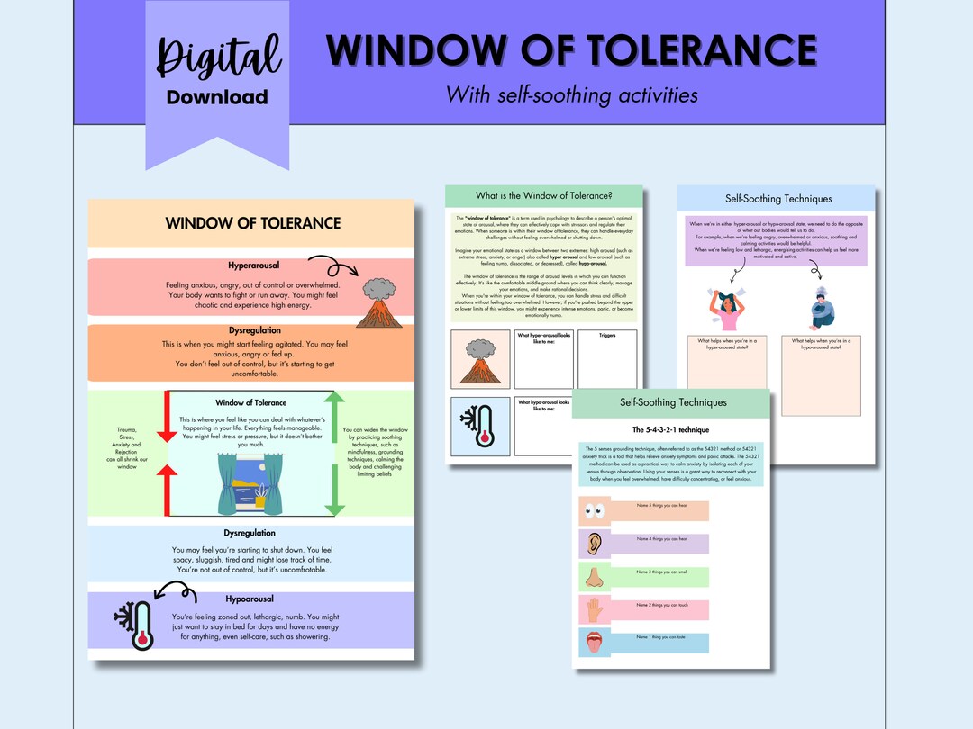Window of Tolerance, Coping Skills, DBT Skills, Therapy Worksheets ...