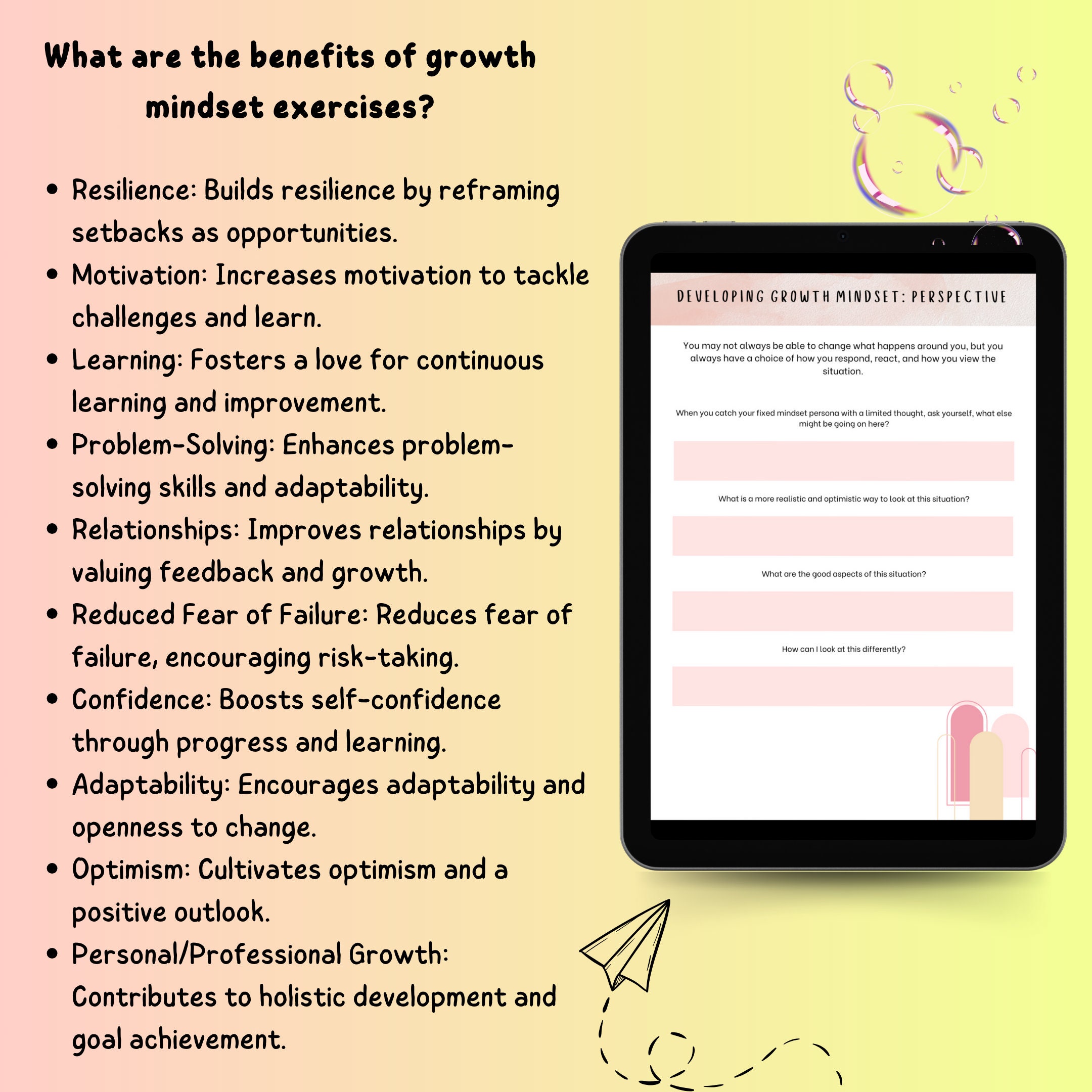 Growth Mindset Therapy Worksheets, Growth Mindset Journal, Therapy ...