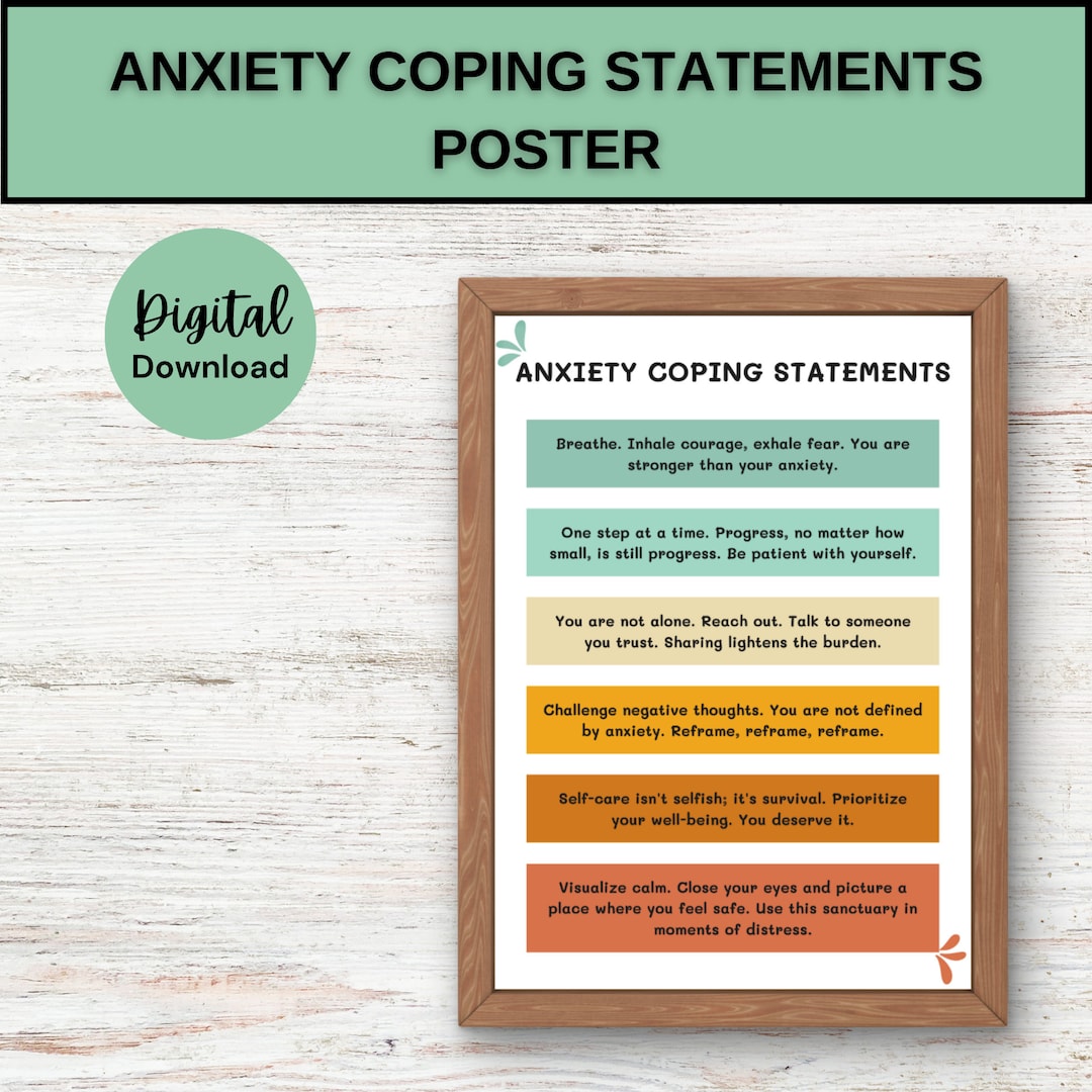 Anxiety Coping Statements Poster, Counselor Sign, Calm Down Corner ...