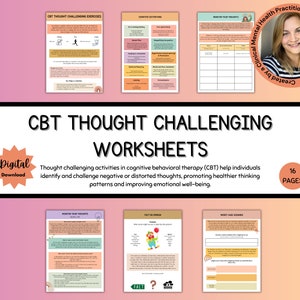 Thought Challenging Worksheets CBT Coping Skills Anxiety - Etsy UK