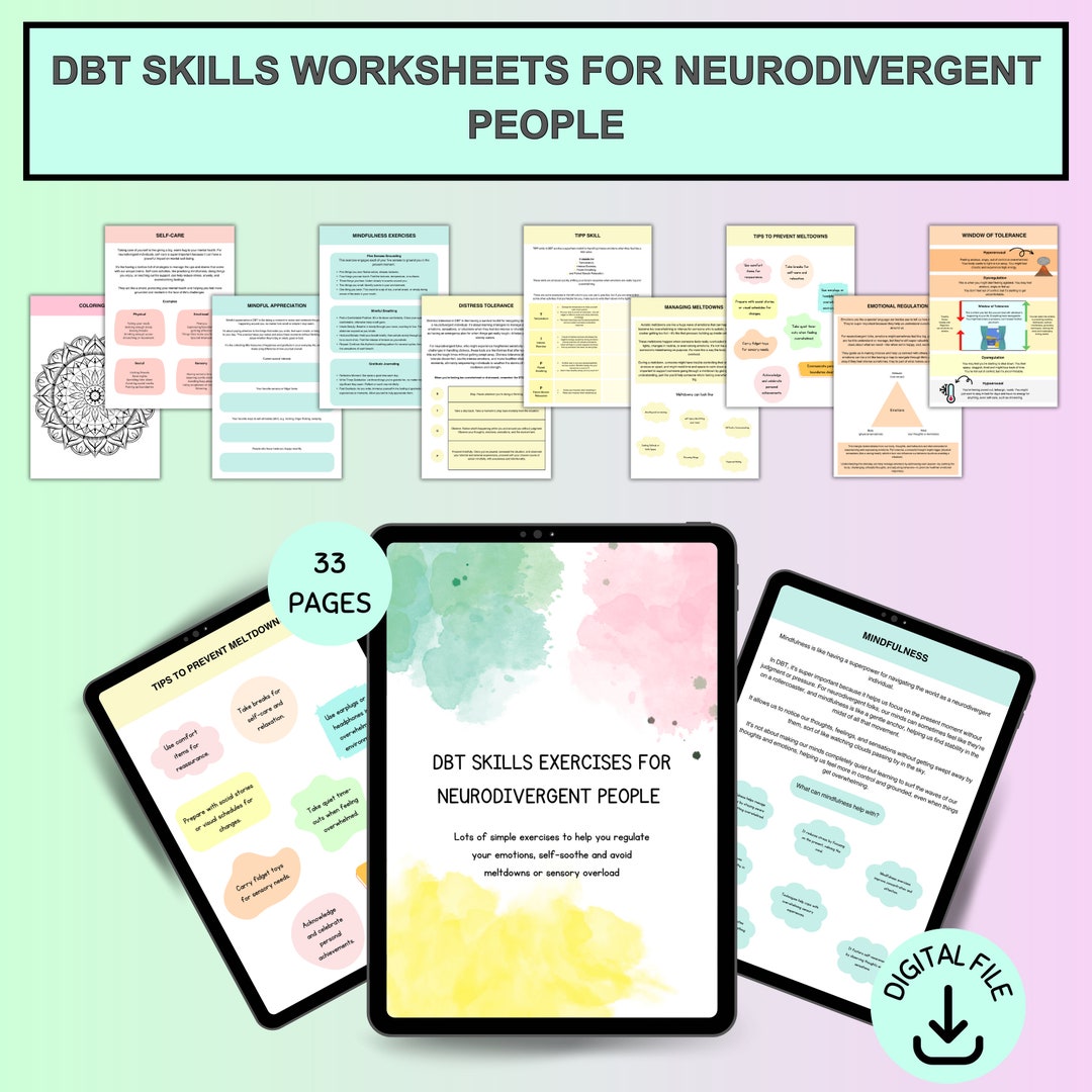 Neurodivergent Friendly DBT Skills Workbook, DBT Worksheets, Autism Worksheets, Therapy Tools ...