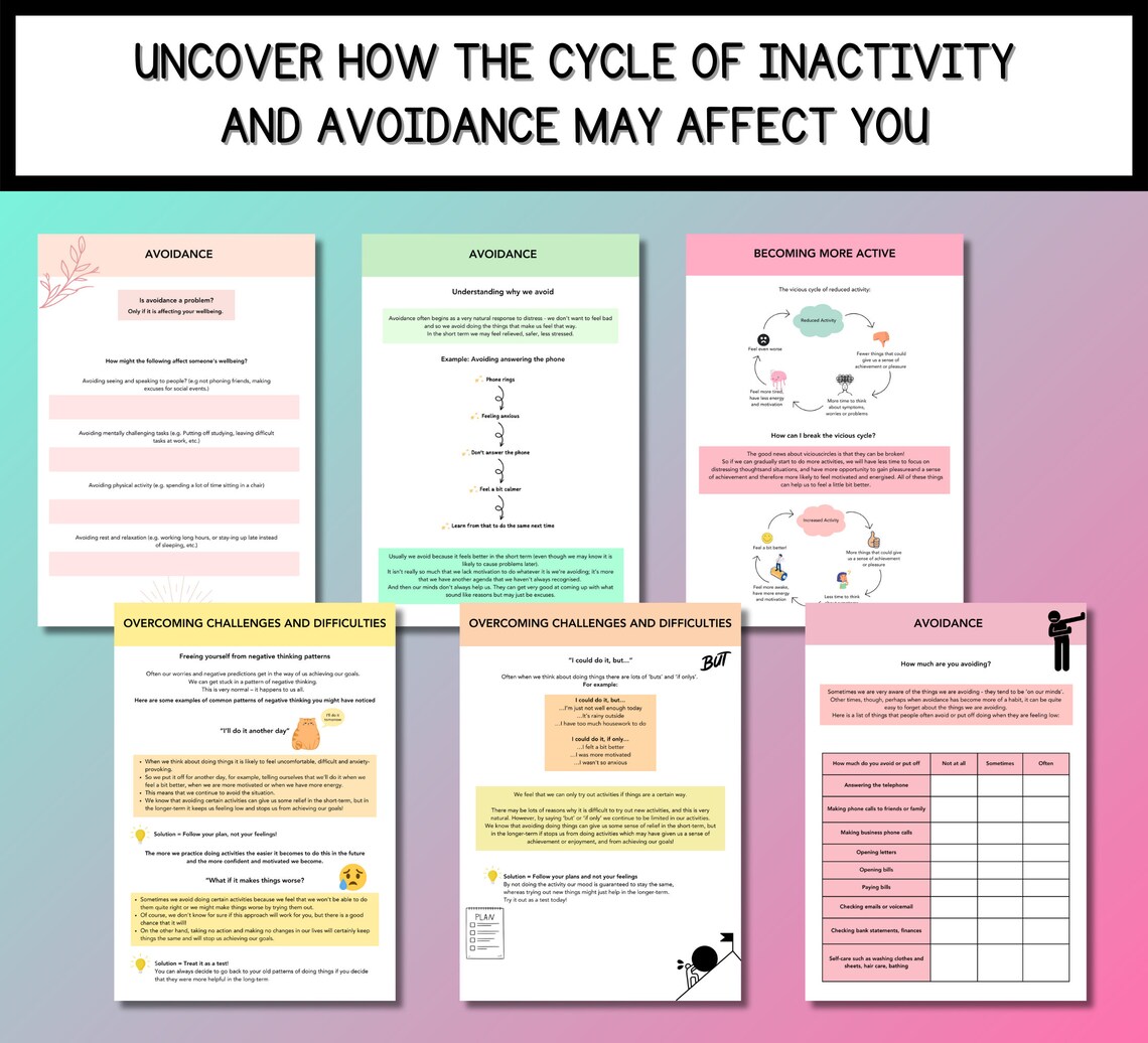 Depression Worksheets, CBT Worksheets, Coping Skills, Growth Mindset ...