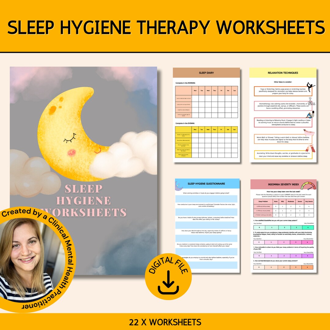 Sleep Hygiene Worksheets Sleep Journal Sleep Habits Sleep - Etsy