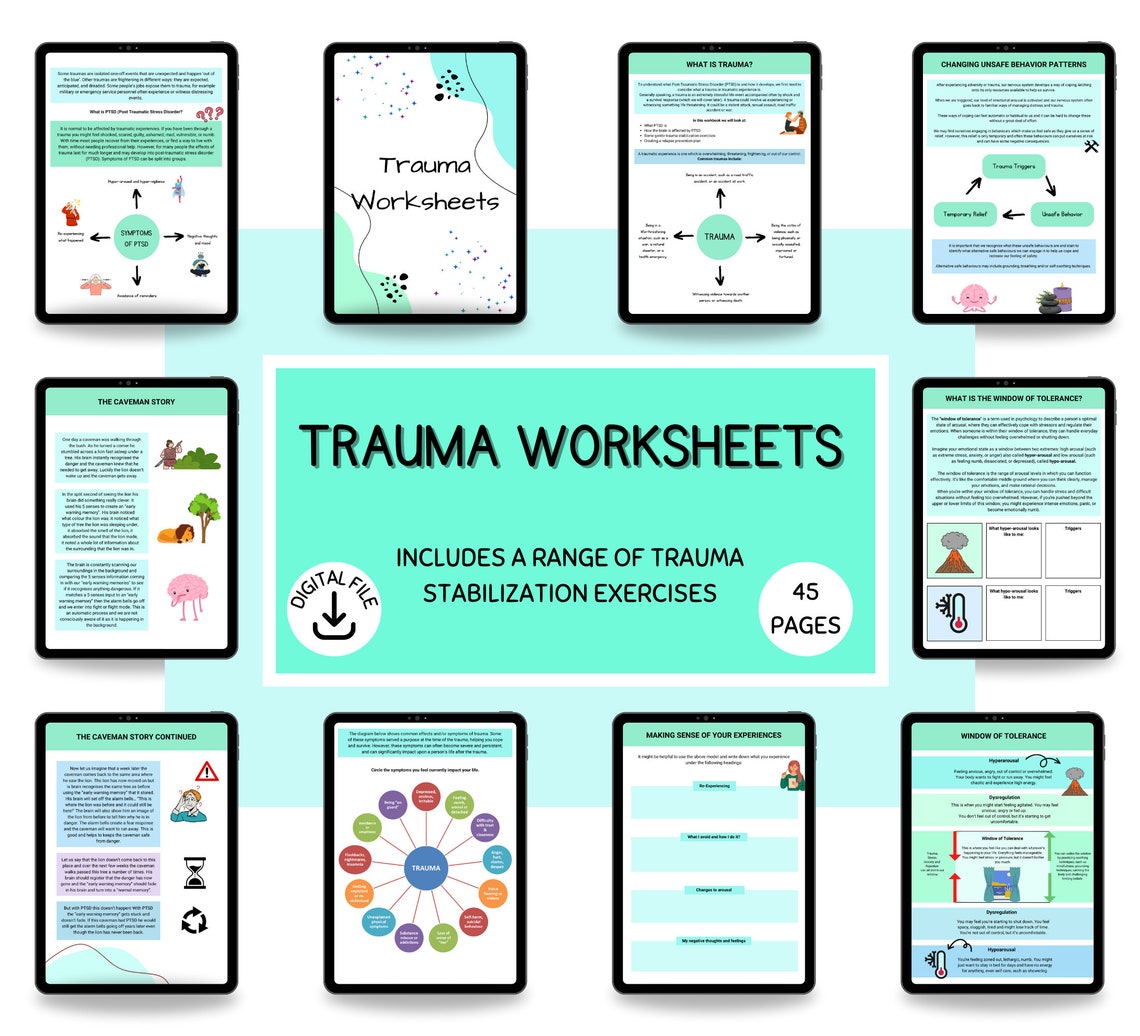 Trauma Workbook, Trauma Therapy Worksheets, Bpd Workbook, PTSD ...