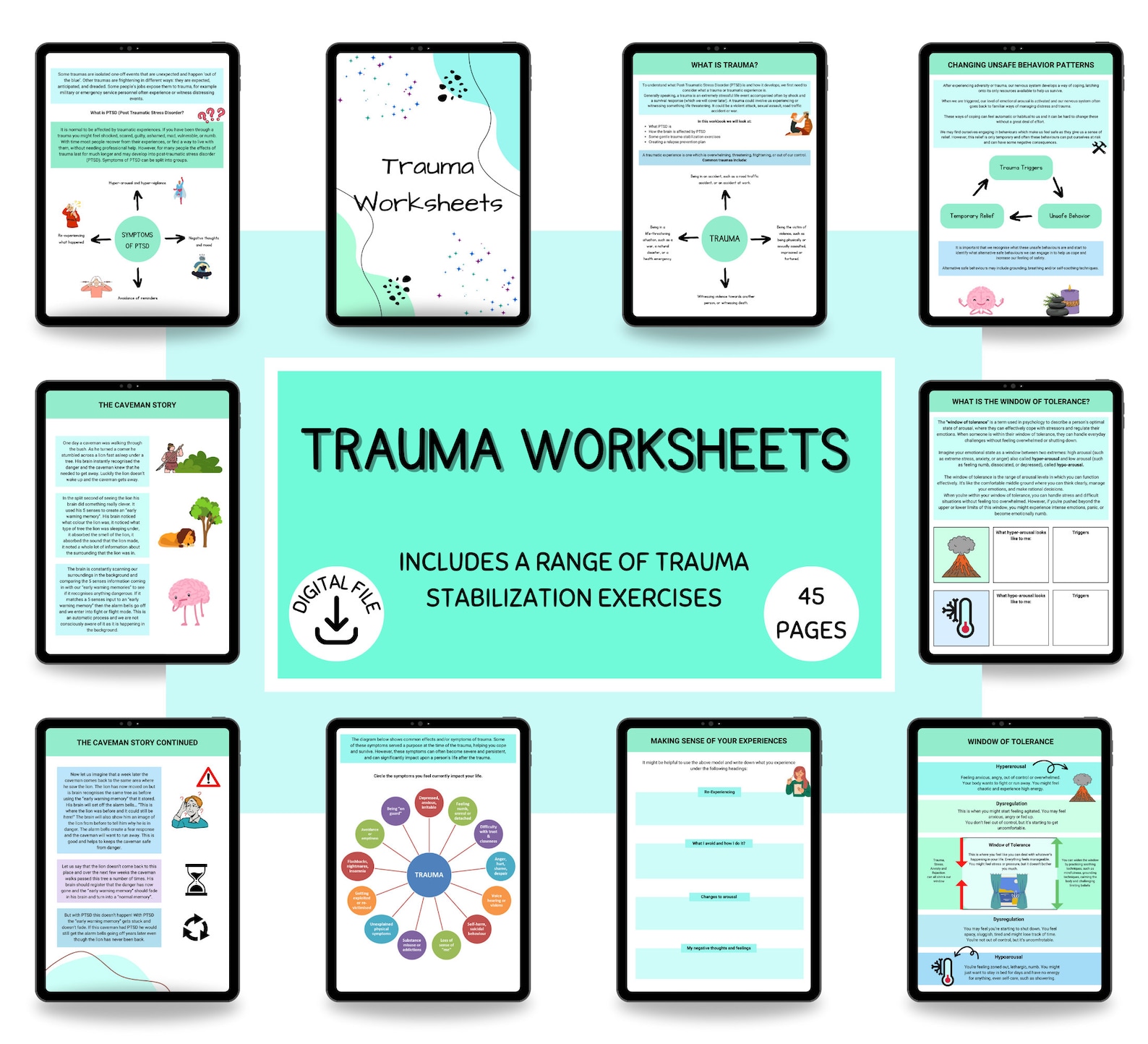 Trauma Workbook, Trauma Therapy Worksheets, Bpd Workbook, PTSD ...