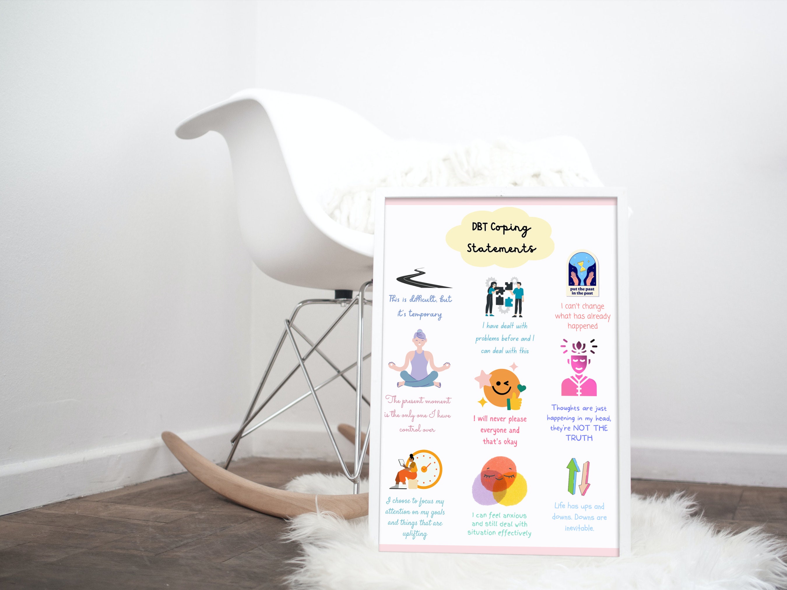 DBT Coping Statements | Positive Affirmations | Therapy Wall Art ...