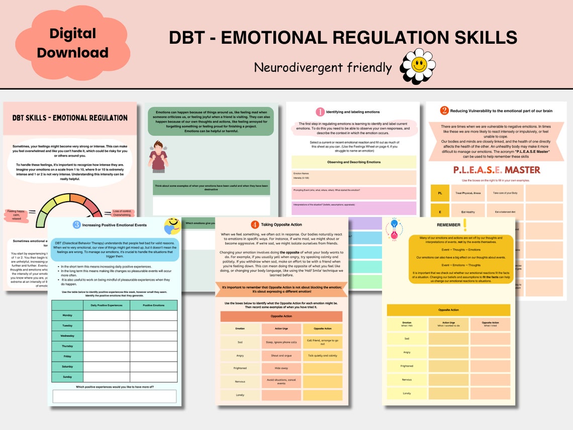 DBT Emotional Regulation Skills Neurodivergent Friendly DBT Skills DBT ...