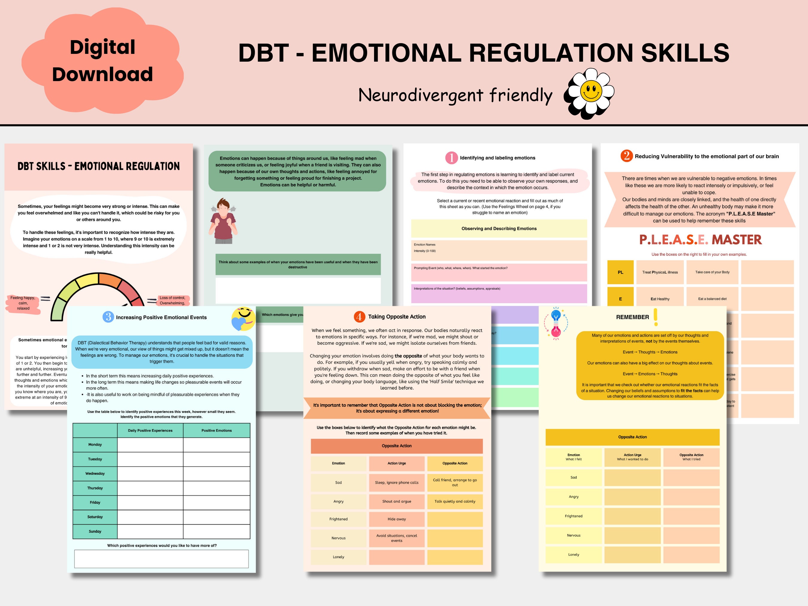 DBT Emotional Regulation Skills Neurodivergent Friendly DBT Skills DBT ...