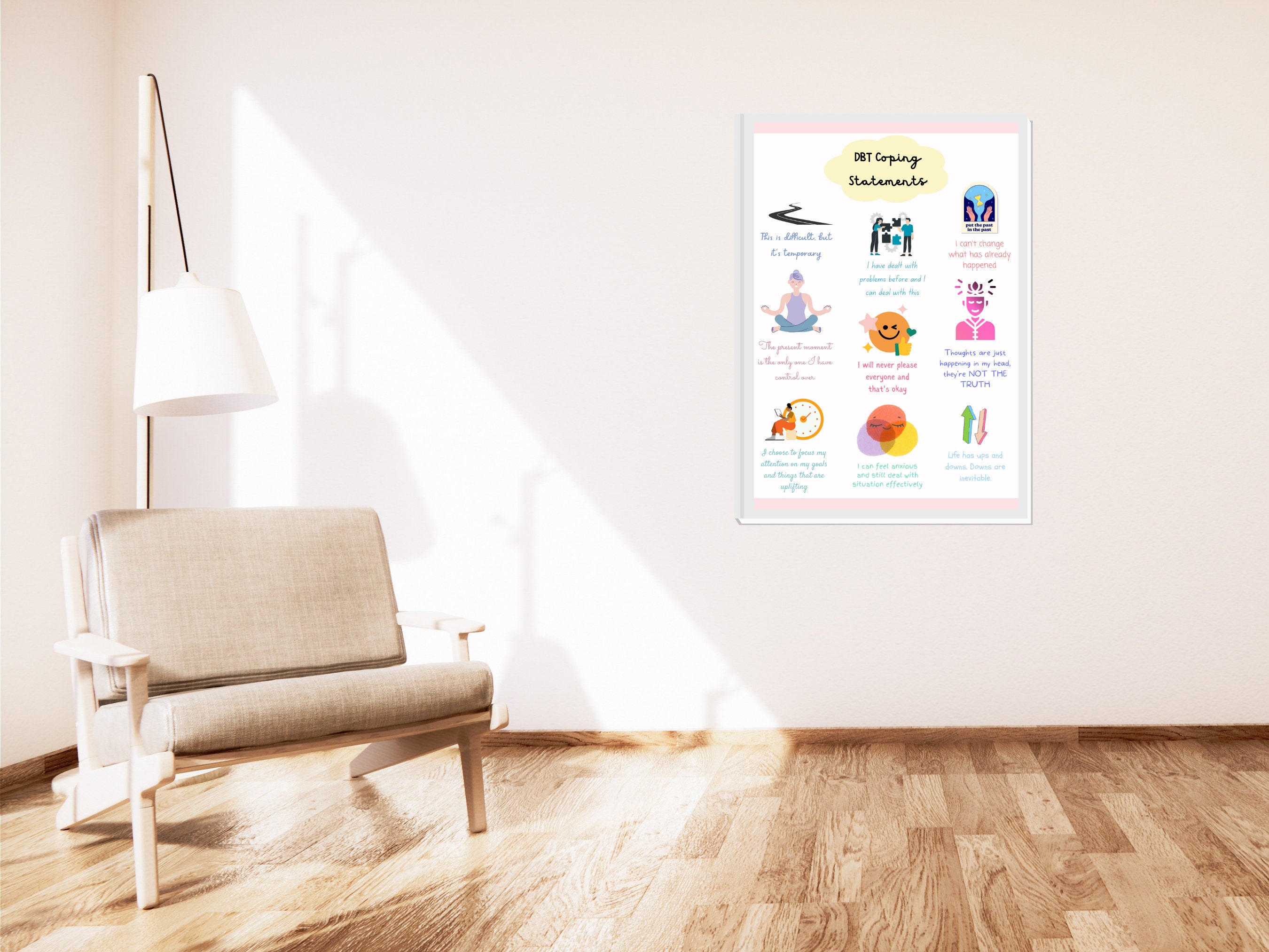 DBT Coping Statements | Positive Affirmations | Therapy Wall Art ...