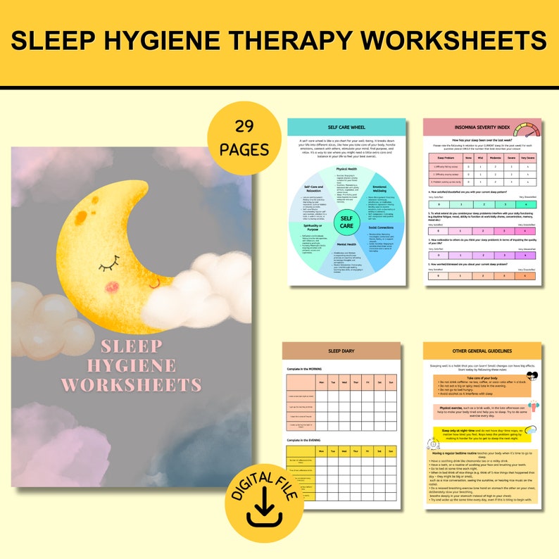 Sleep Hygiene Worksheets, Sleep Journal, Sleep Habits, Sleep Cycle ...
