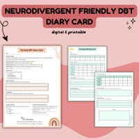 DBT Bundle, DBT Diary Card, Cheat Sheet, Positive Affirmations, Bpd ...