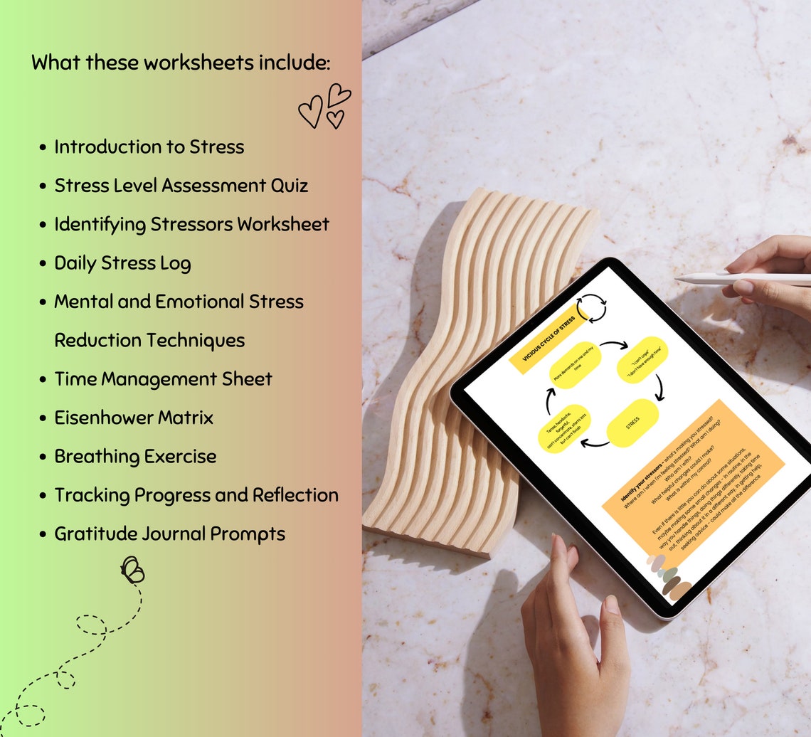 Stress Management Worksheets, Stress Relief Printables, Burnout ...