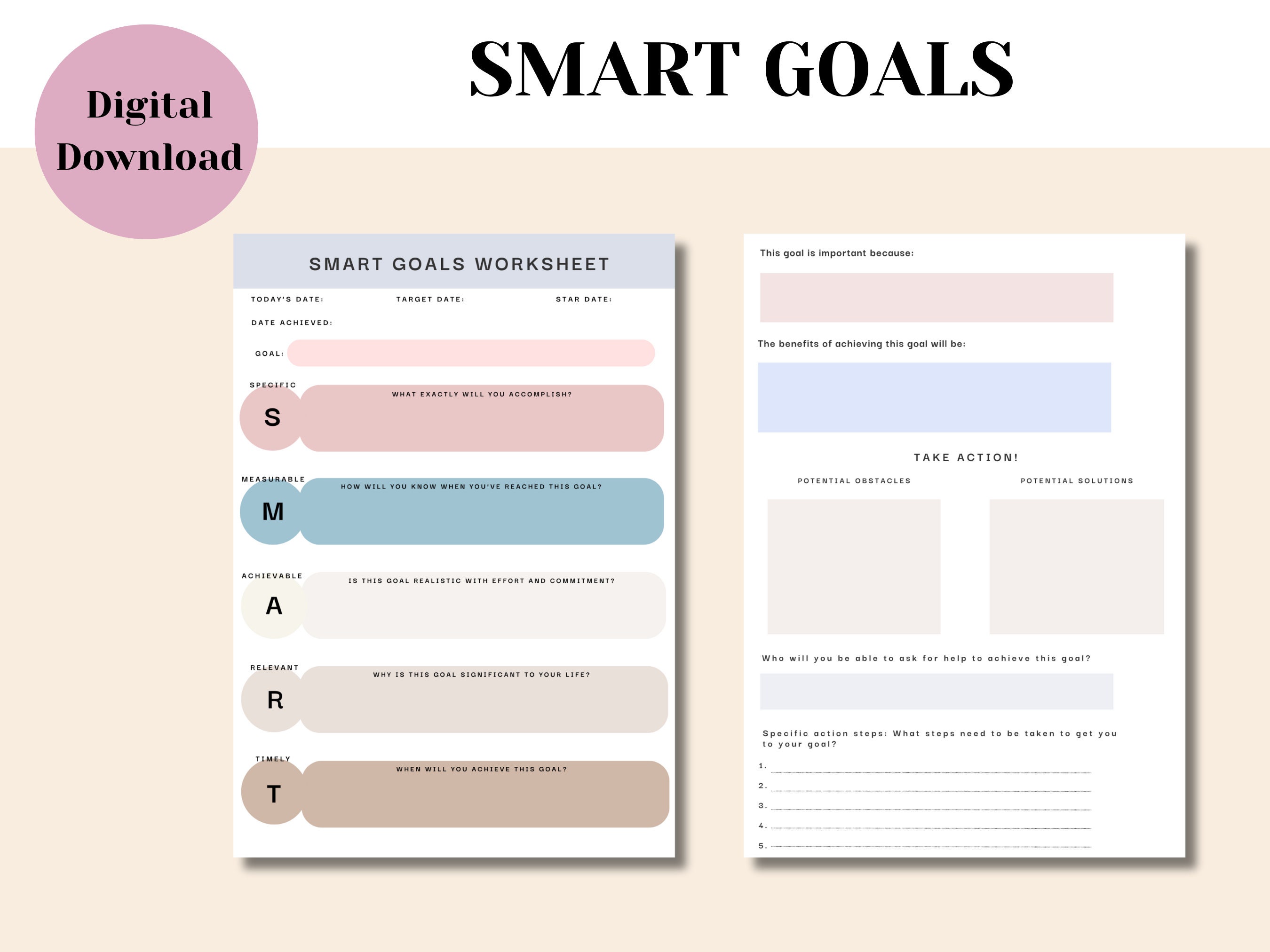 Goal Setting Worksheet / SMART Goals / Goal Planner / Goal Tracker ...