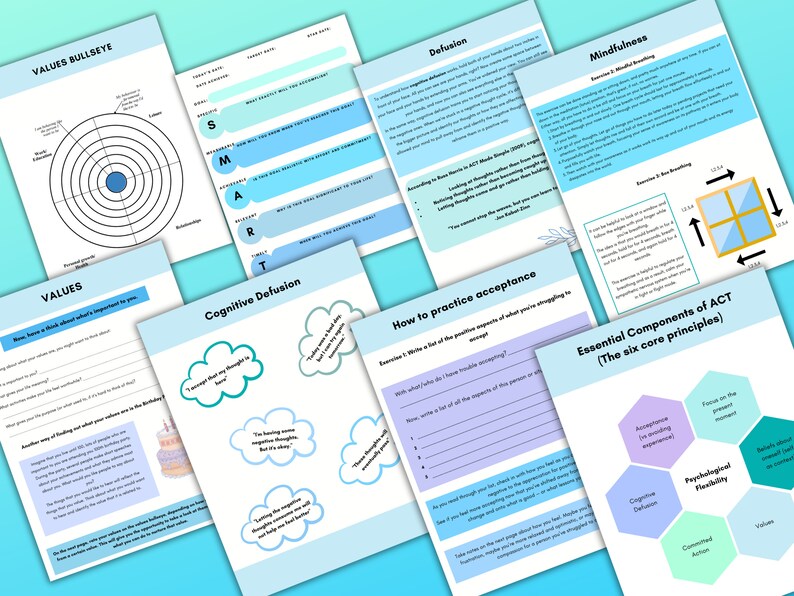ACT Worksheets, Acceptance and Commitment Therapy, Therapy Worksheets ...