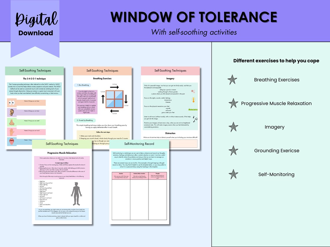 Window of Tolerance, Coping Skills, DBT Skills, Therapy Worksheets ...