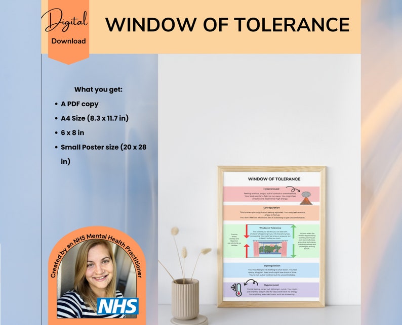 Window of Tolerance Poster Therapy Office Decor Zones of - Etsy