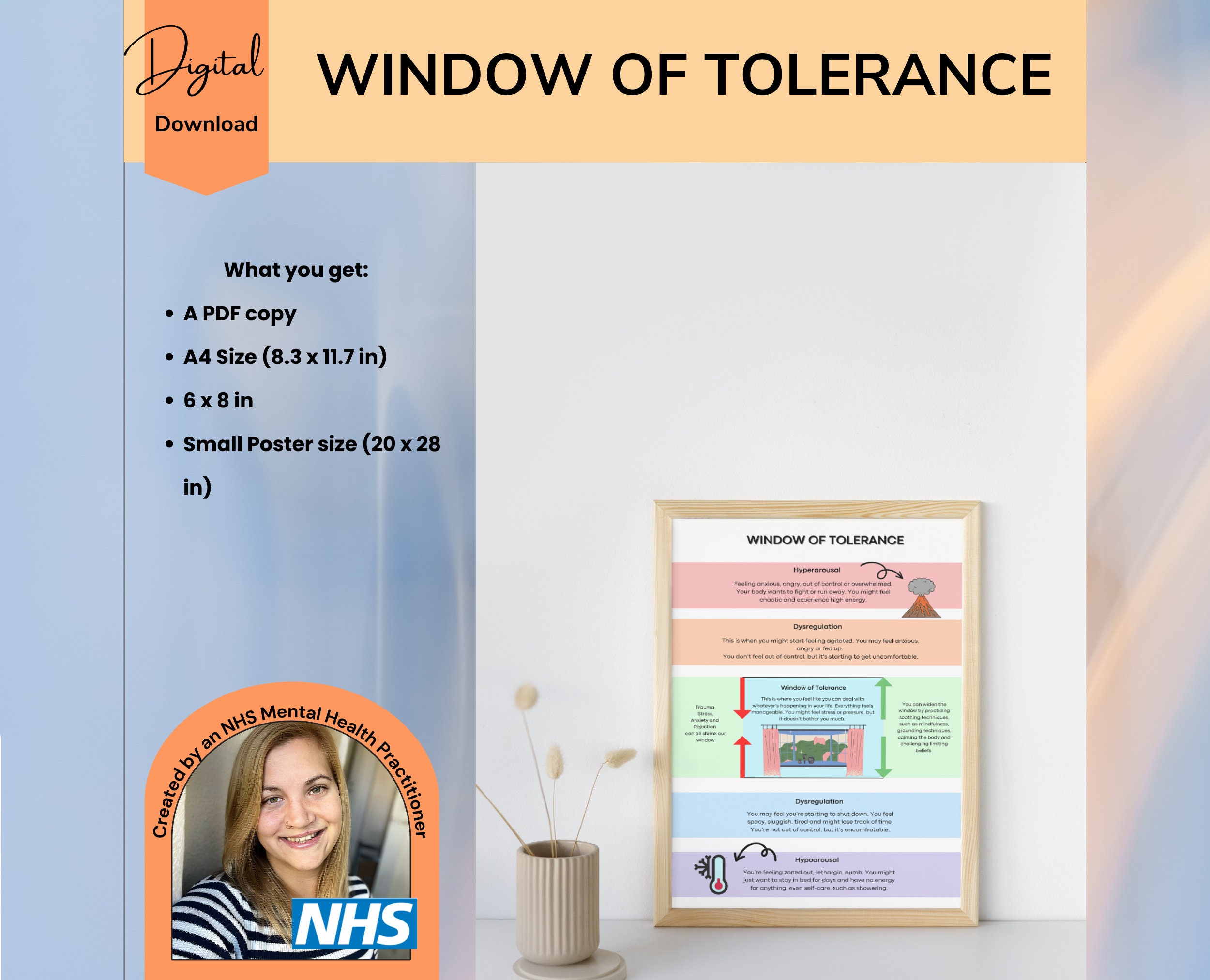 Window of Tolerance Poster Therapy Office Decor Zones of - Etsy