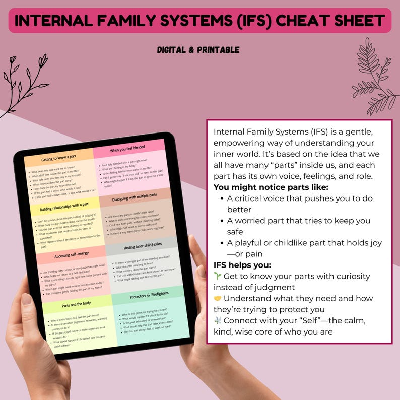 IFS Cheat Sheets: Internal Family Systems Therapy Worksheets (PDF ...