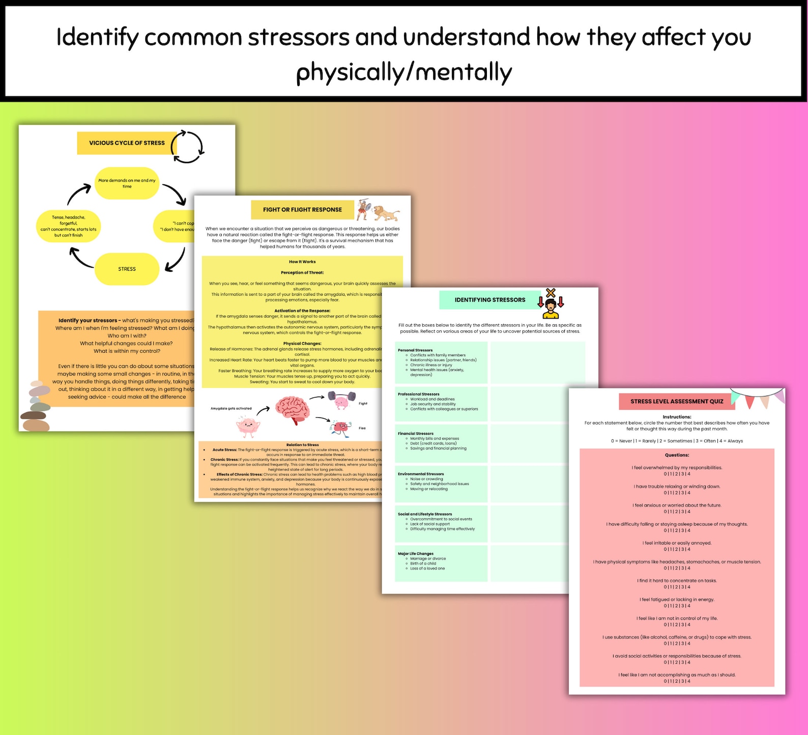 Stress Management Worksheets, Stress Relief Printables, Burnout ...