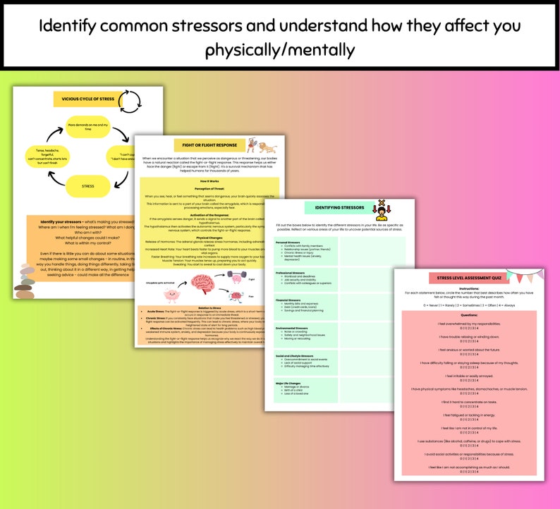Stress Management Worksheets, Stress Relief Printables, Burnout ...